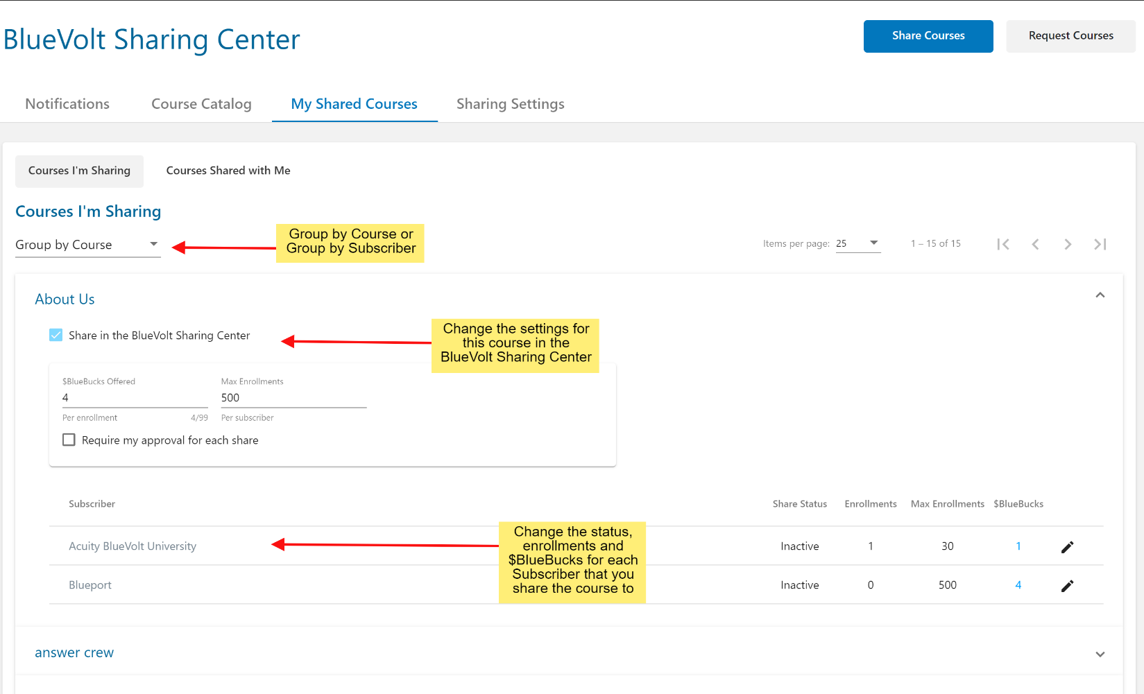 My Shared Courses – BlueVolt Knowledge Base